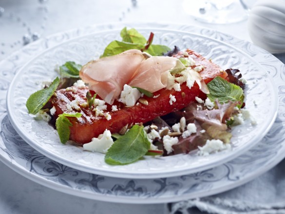 Gegrilde watermeloensteaks met feta en Ardenner ham - Keurslager