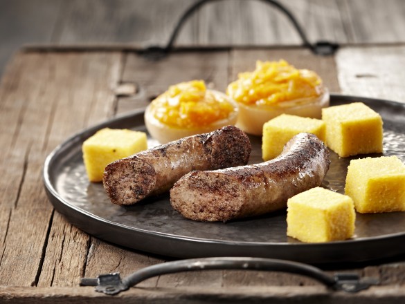 Verse worst met gevulde uien en pompoenpuree - Keurslager