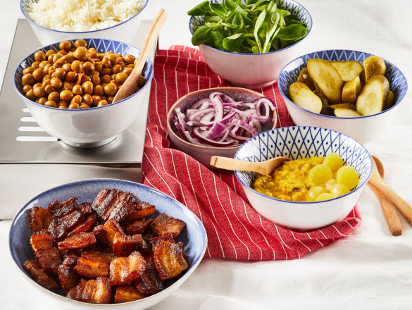 Hollandse rijsttafel met raasdonders en spek - Keurslager