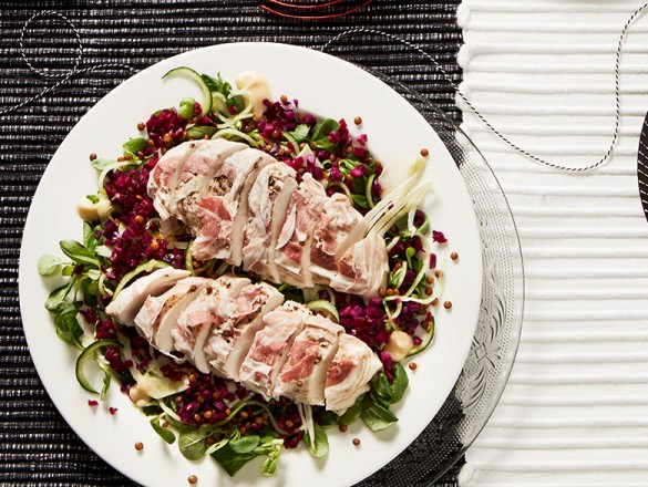 Pancettakip met rode kool en linzen - Keurslager